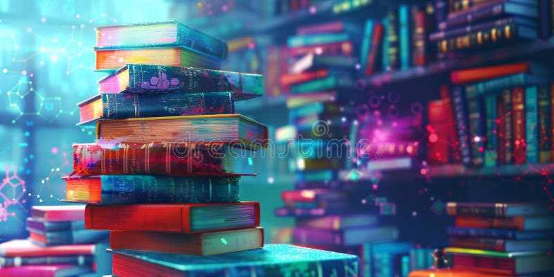 Literary Tower of Knowledge Stock Illustration - Illustration of pile ...