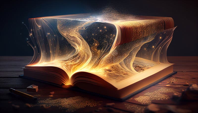 Literary World: Magic Book on the Table, the Magic of Words Stock ...