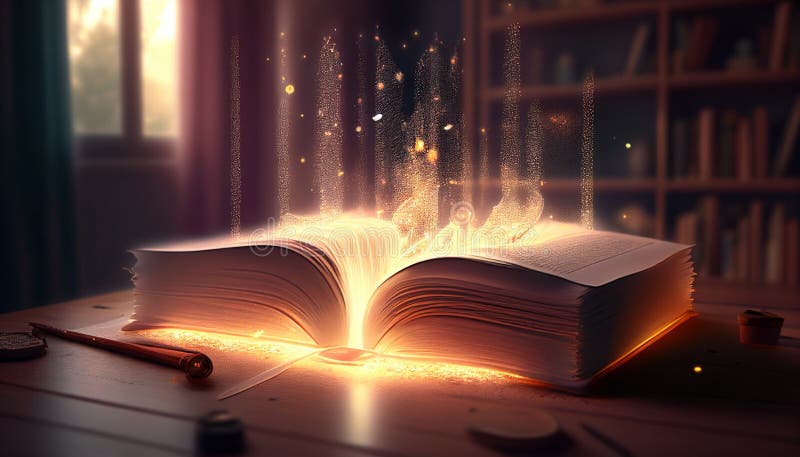 Literary World: Magic Book on the Table, the Magic of Words Stock ...