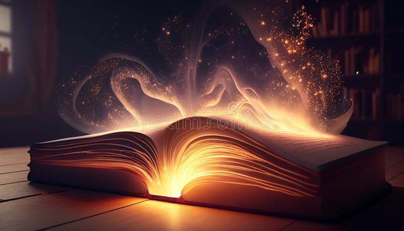 Literary World: Magic Book on the Table, the Magic of Words Stock ...