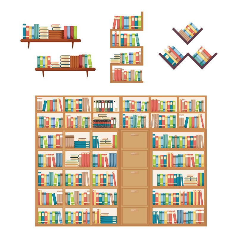 Literature Book Stack on Bookshelf Bookcase Rack Library Furniture ...