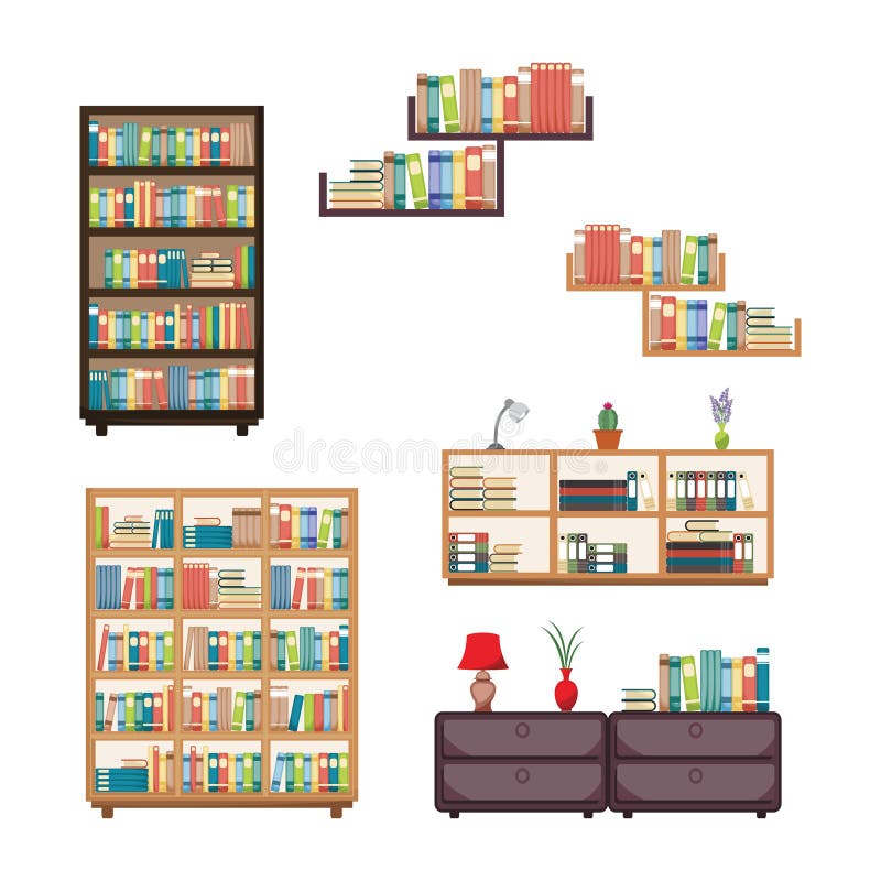 Literature Book Stack on Bookshelf Bookcase Rack Library Furniture ...