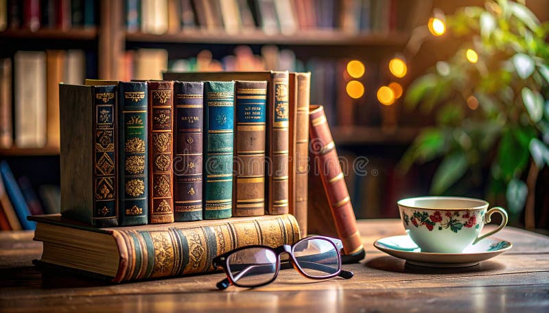 Literature Class Book Stack. Back To School Concept. Generated Image ...