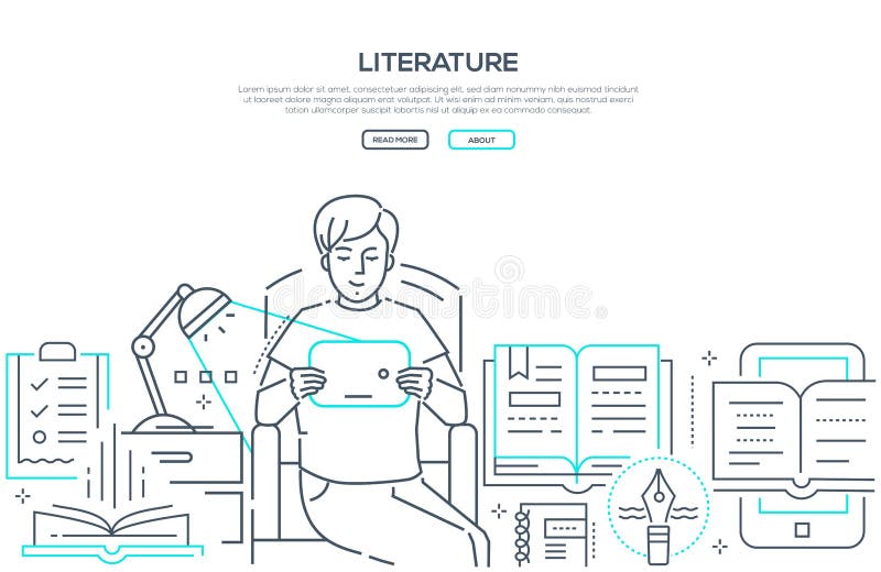 Literature - Modern Line Design Style Web Banner Stock Vector ...