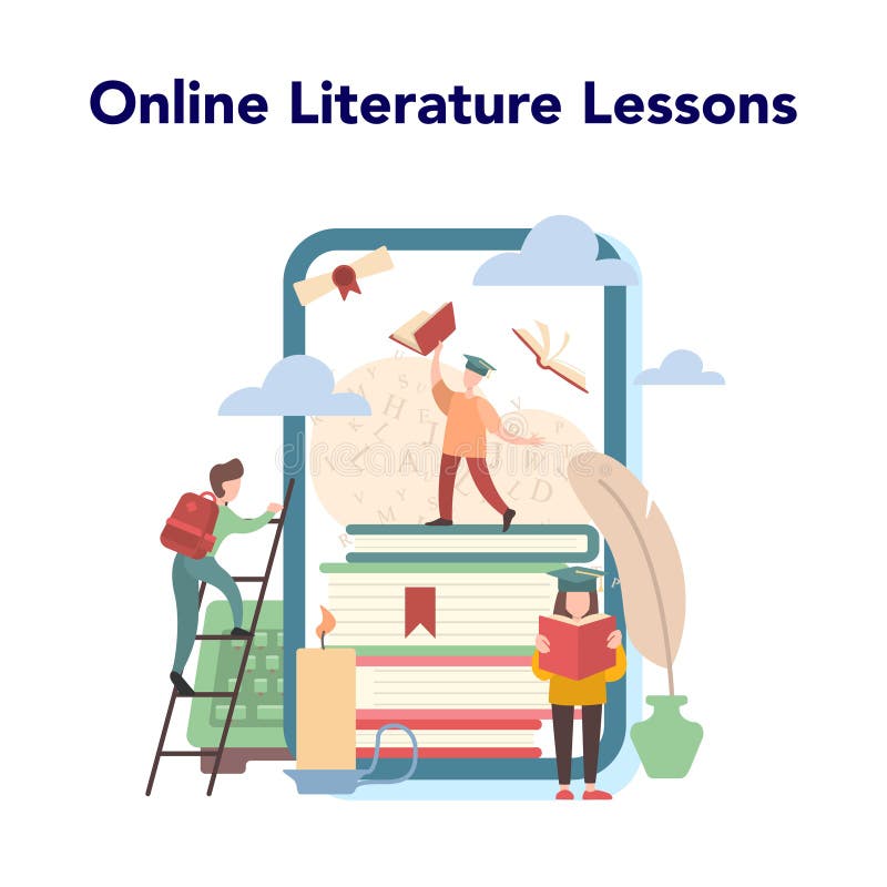 Literature School Subject Set. Idea of Education and Knowledge. Stock ...