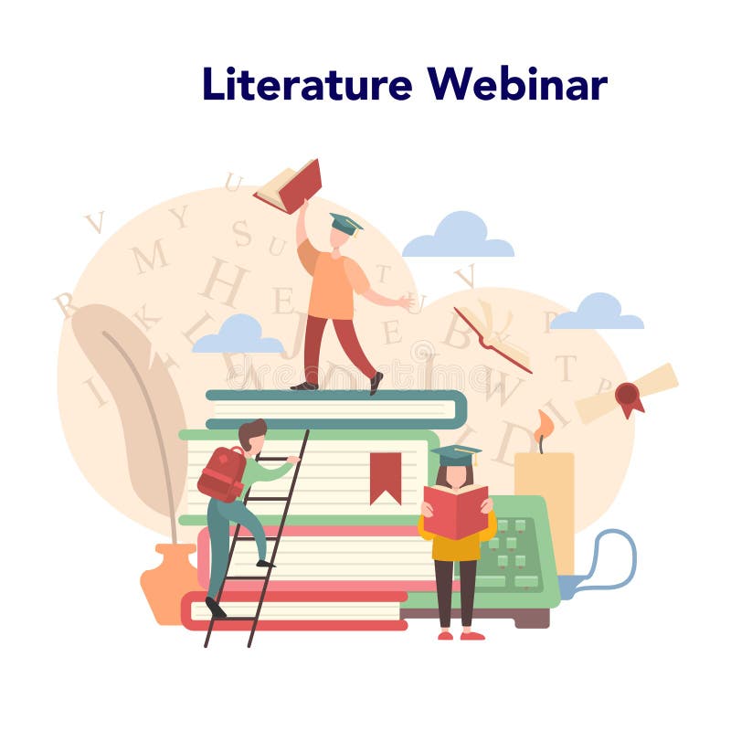 Literature School Subject Set. Idea of Education and Knowledge. Stock ...