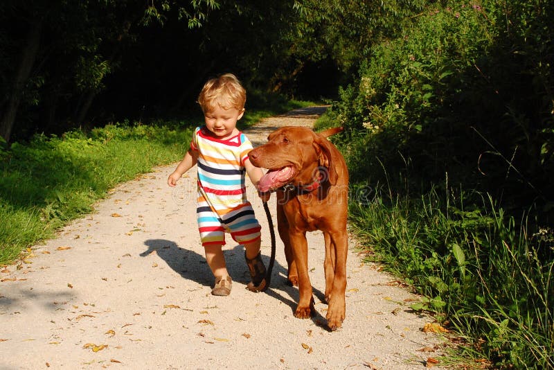 Litet barn och hans hund arkivfoto. Bild av bäst, husdjur - 25867256
