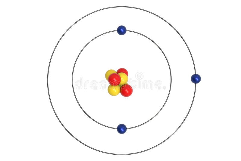 Lithium Model Lithium Atom On White Background Stock Illustration ...