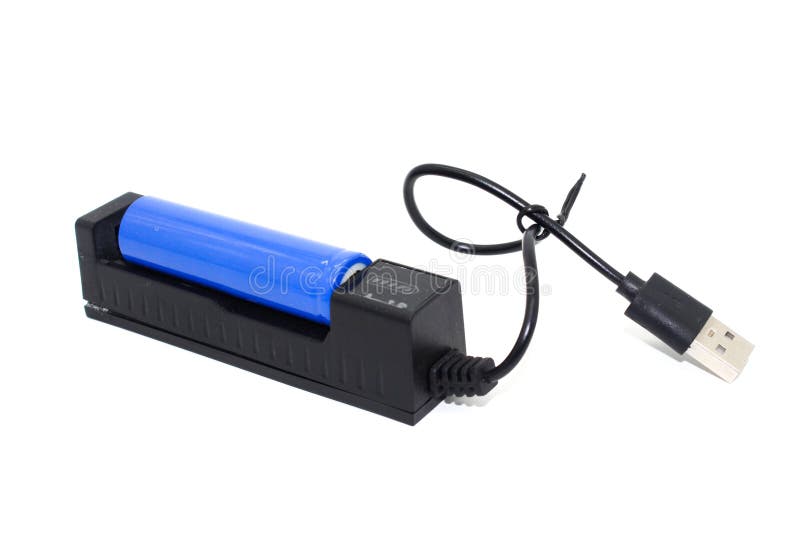 Lithium Battery USB Charger Isolated on White Background Stock Photo ...