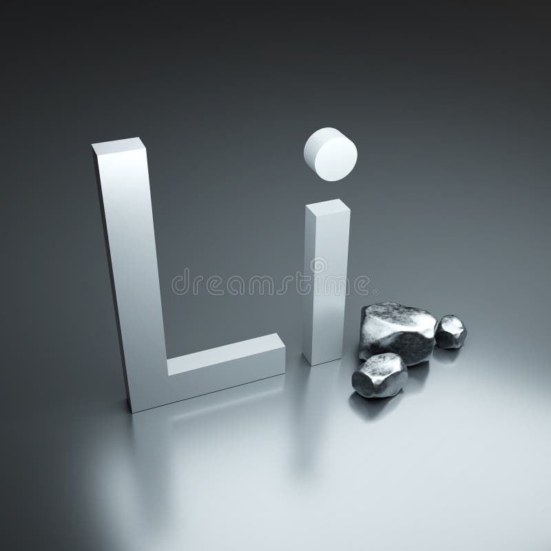 Lithium Chemical Symbol and Pieces of Lithium Metal Stock Illustration ...