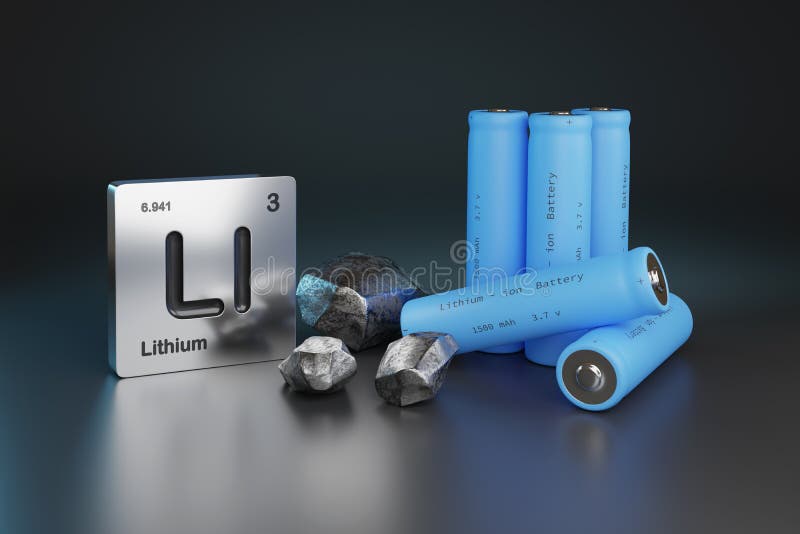 Lithium - Ion Batteries , Metallic Lithium and Element Symbol. 3d ...