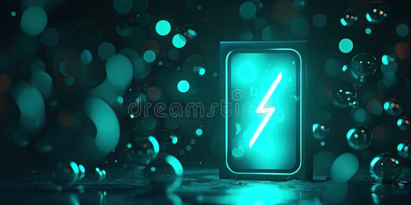 Lithium Ion Battery with a Lightning Bolt Icon , Bubbles Illuminated ...