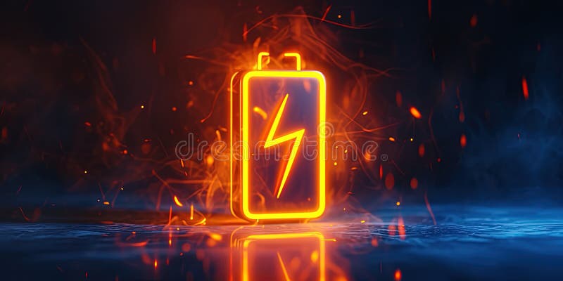 Lithium Ion Battery with a Lightning Bolt Icon , Lanterns Illuminated ...