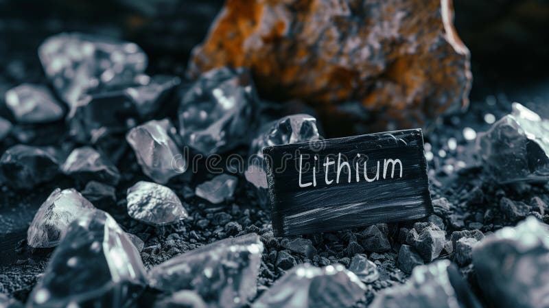 Lithium Raw Ore Samples with a Label Displaying the Element Name ...