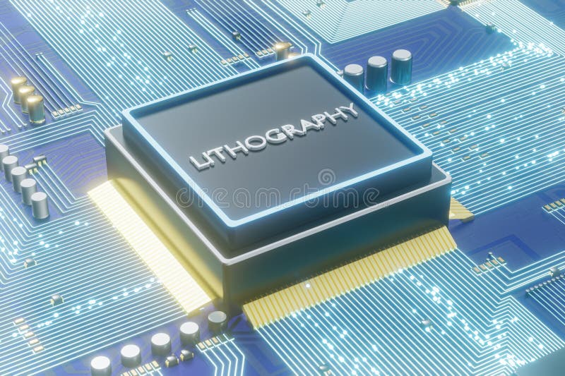 Lithography Text on Computer Printed Circuit Board Stock Illustration ...