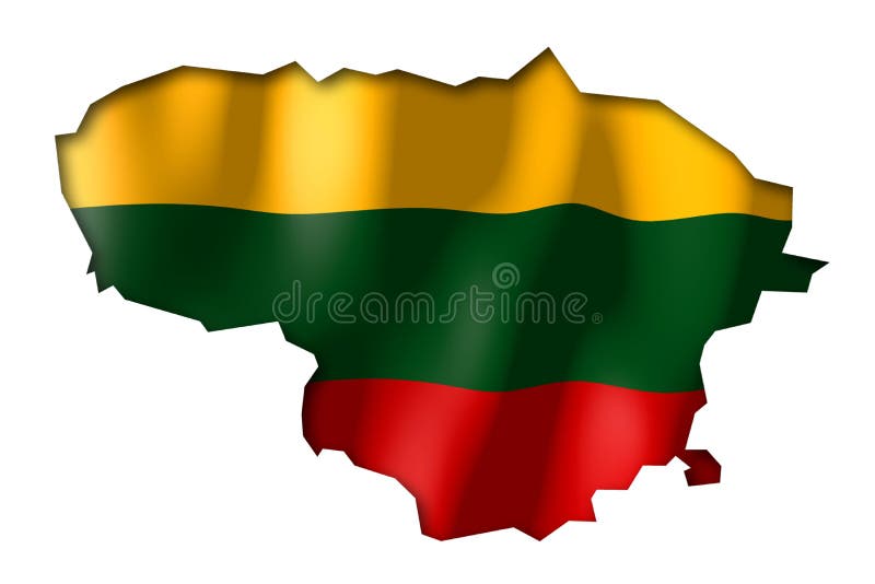 Lithuania Border Silhouette with National Flag. Contour Country on Map ...