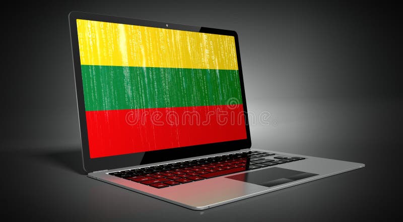 Lithuania - Country Flag and Binary Code on Laptop Screen Stock ...