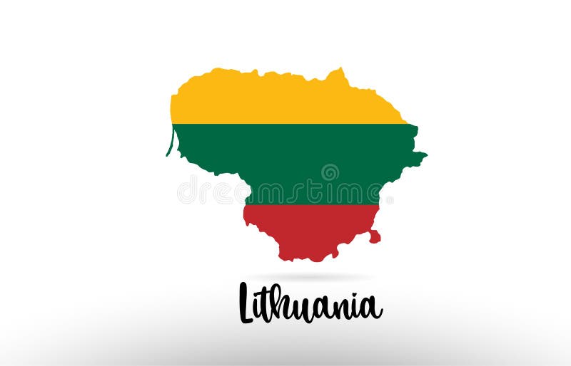 Lithuania Country Flag Inside Map Contour Design Icon Logo Stock Vector