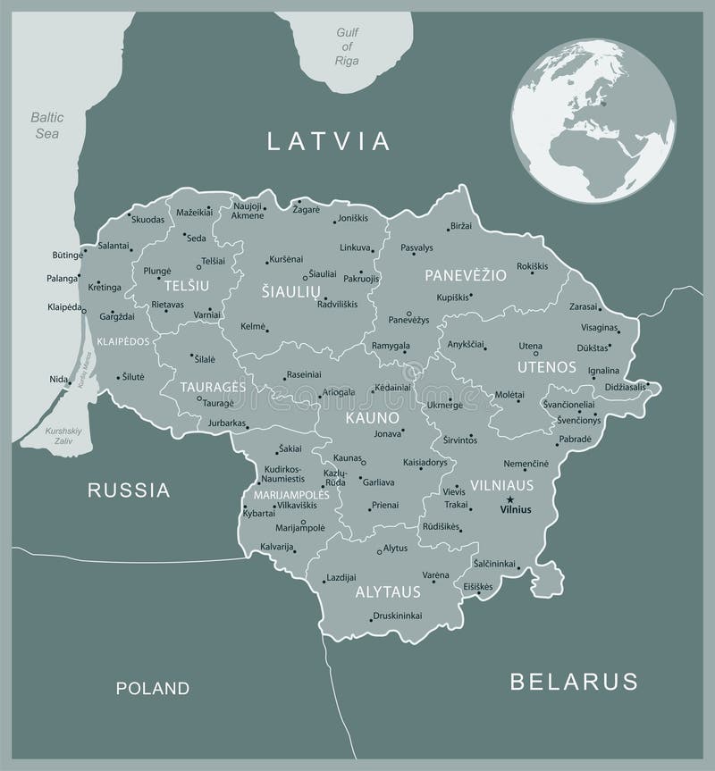 Lithuania - Detailed Map with Administrative Divisions Country. Vector ...