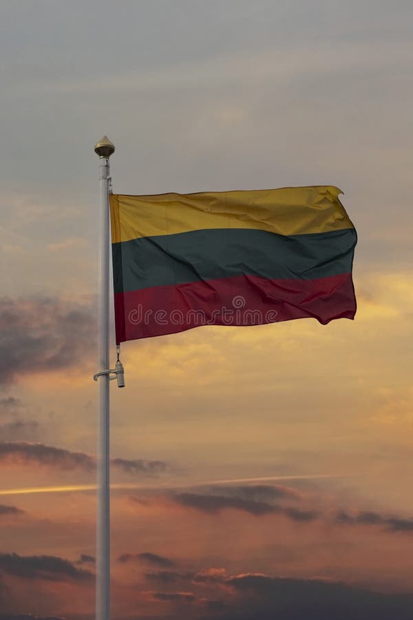 Lithuania flag stock photo. Image of fabric, silk, clouds - 215112870