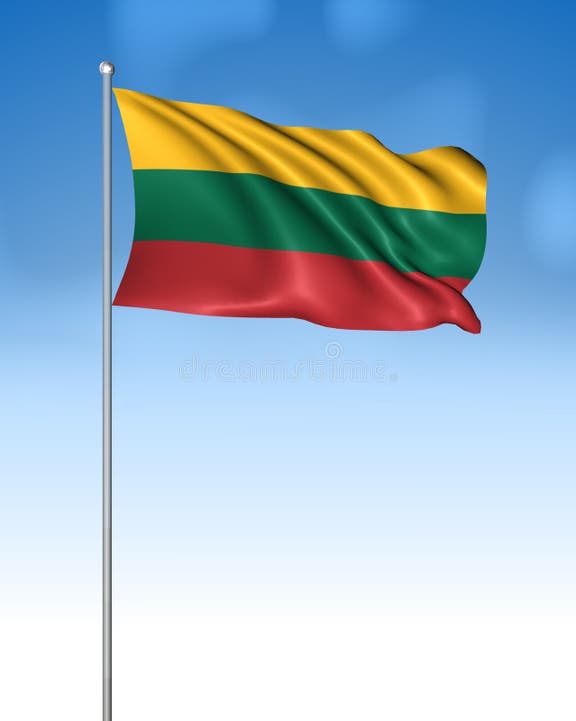 Lithuania Flag with Cloudy Sky Stock Illustration - Illustration of ...