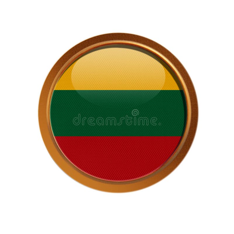 Lithuania Flag in the Golden Frame Stock Illustration - Illustration of ...