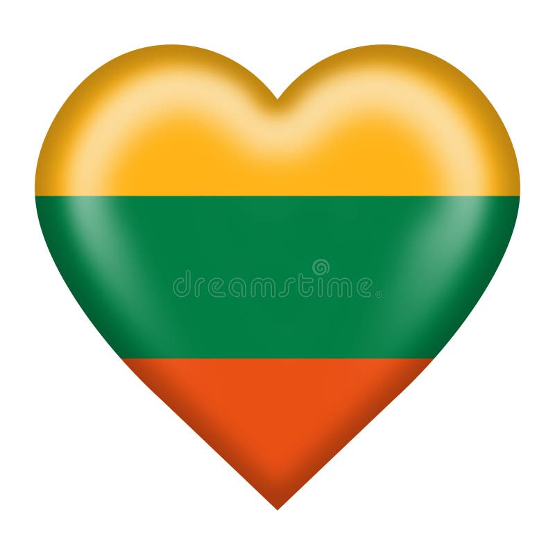 Lithuania Flag Heart Button with Clipping Path Stock Illustration ...