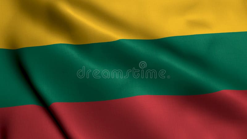 Lithuania Flag. Waving Fabric Satin Texture Flag of Lithuania 3D ...