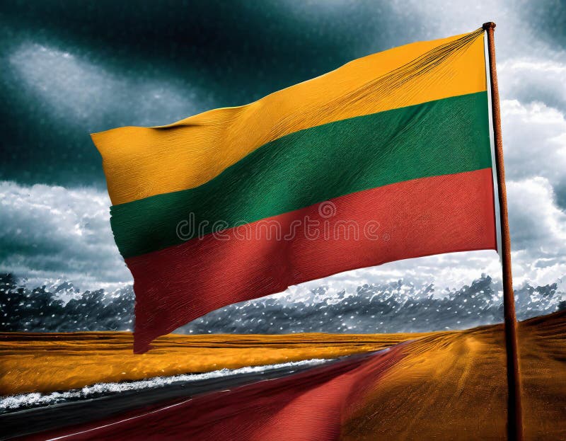 Lithuania Flag Waving on the Wind Stock Illustration - Illustration of ...