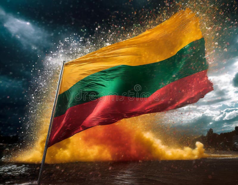 Lithuania Flag Waving on the Wind Stock Illustration - Illustration of ...