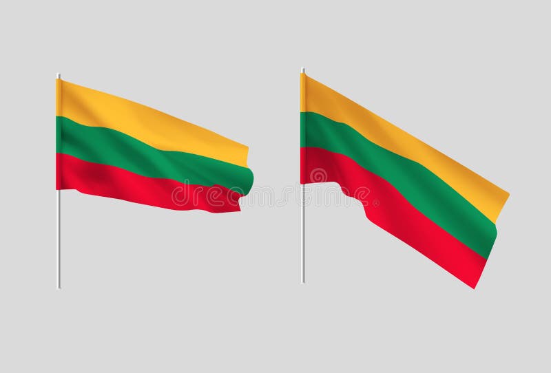 Lithuania Flags. Set of National Realistic Lithuanian Flags Stock ...