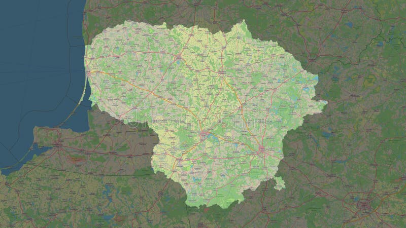 Lithuania Highlighted. Topo German Stock Illustration - Illustration of ...