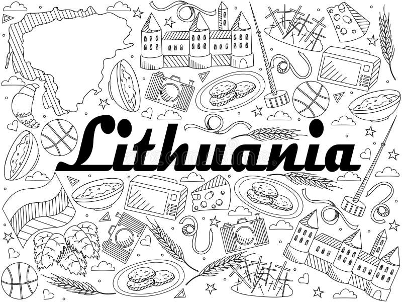 Lithuania Line Art Design Vector Illustration Stock Vector ...