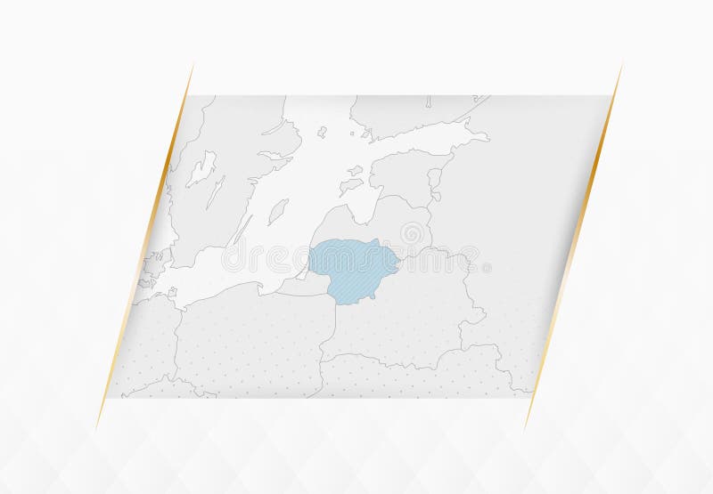 Lithuania Map in Blue with Gold Framed Accents. Modern Vector Map of ...
