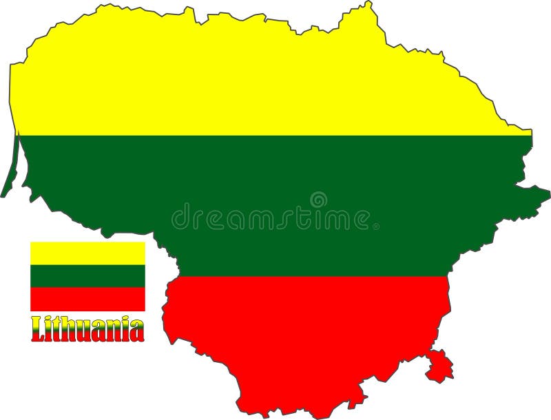 Lithuania Map and Flag Illustration Vector Stock Vector - Illustration ...