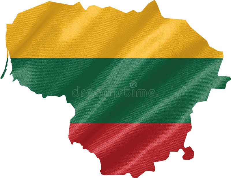 Lithuania Map with Flag stock illustration. Illustration of outline ...