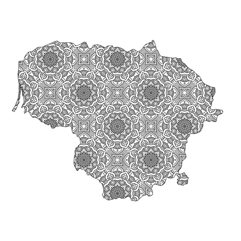 Lithuania Map with Mandala Design Stock Vector - Illustration of shape ...