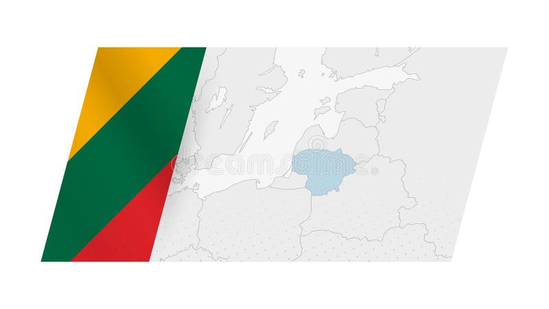Lithuania Map in Modern Style with Flag of Lithuania on Left Side Stock ...