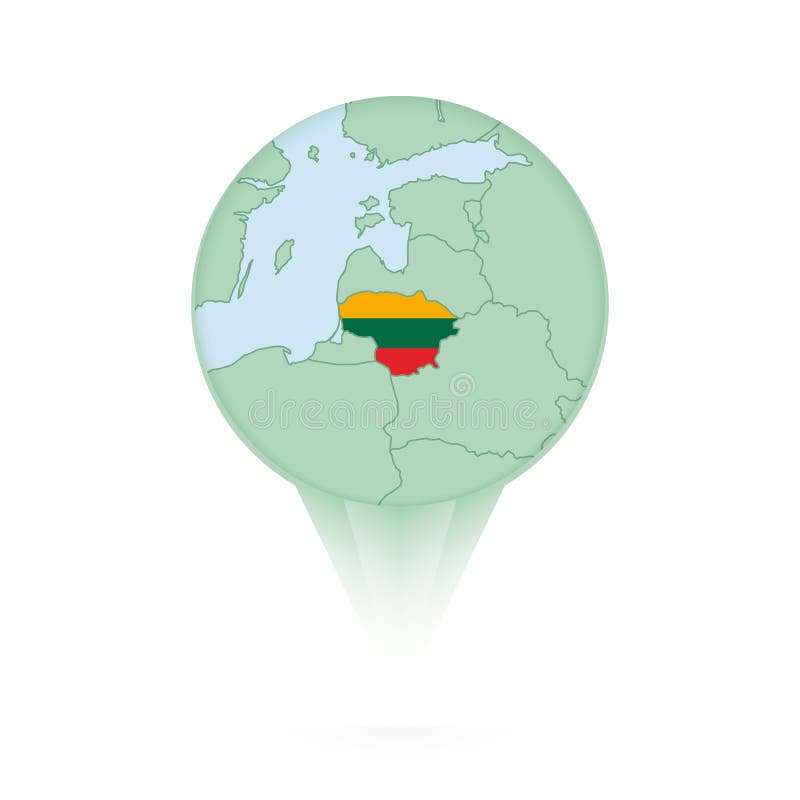 Lithuania Map, Stylish Location Icon with Lithuania Map and Flag Stock ...