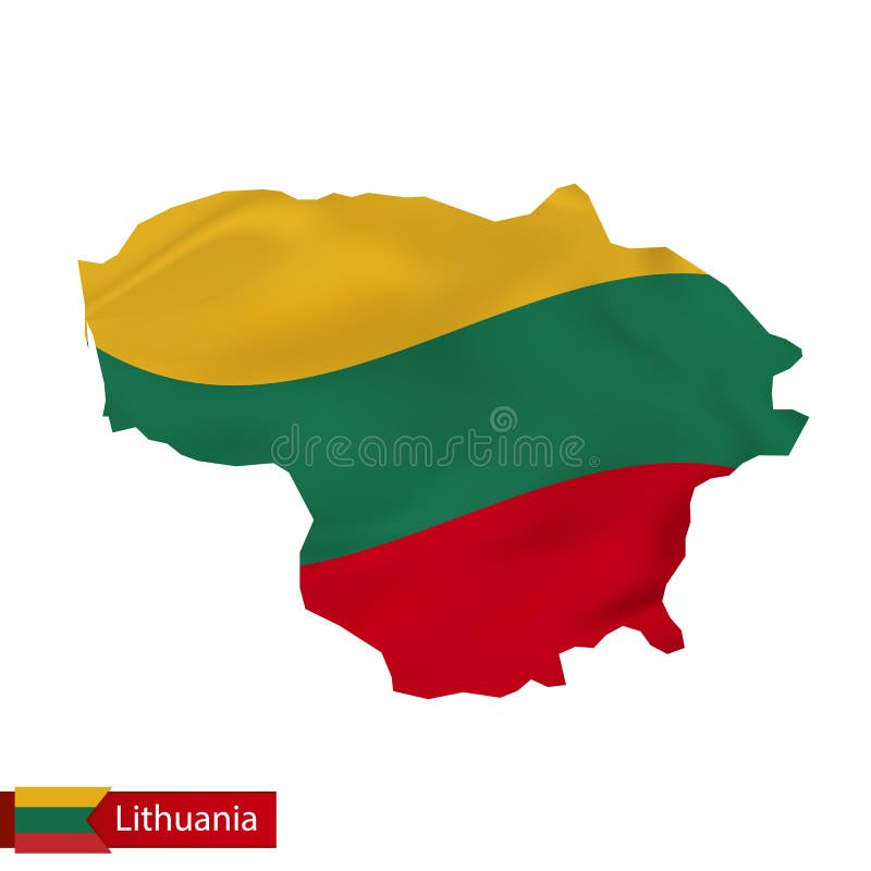 Lithuania Map with Waving Flag of Lithuania. Stock Vector ...