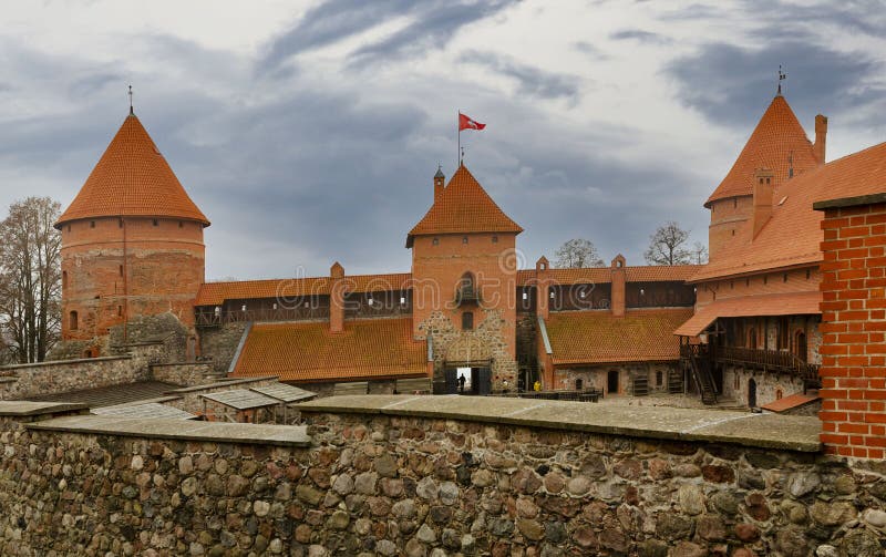 Lithuania Medieval Castle Trakai in Cloudy Weather with Clouds Stock ...