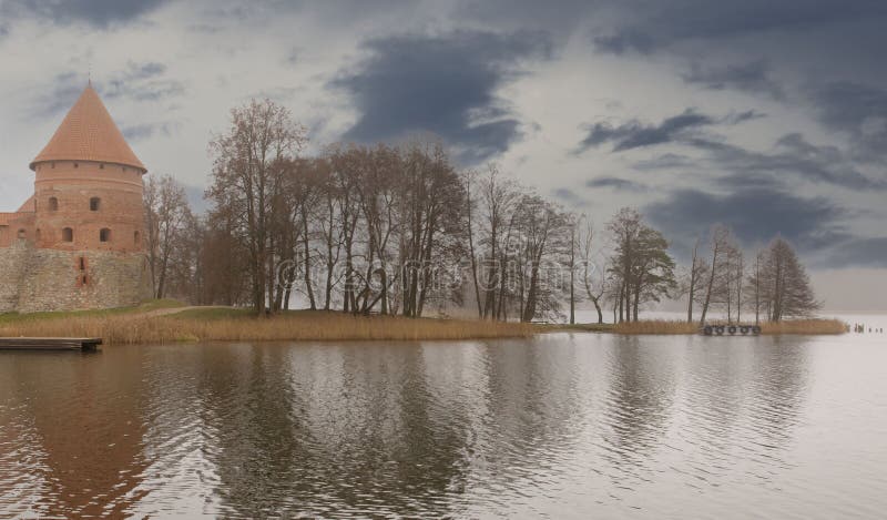 Lithuania Medieval Castle Trakai in Cloudy Weather with Clouds Stock ...