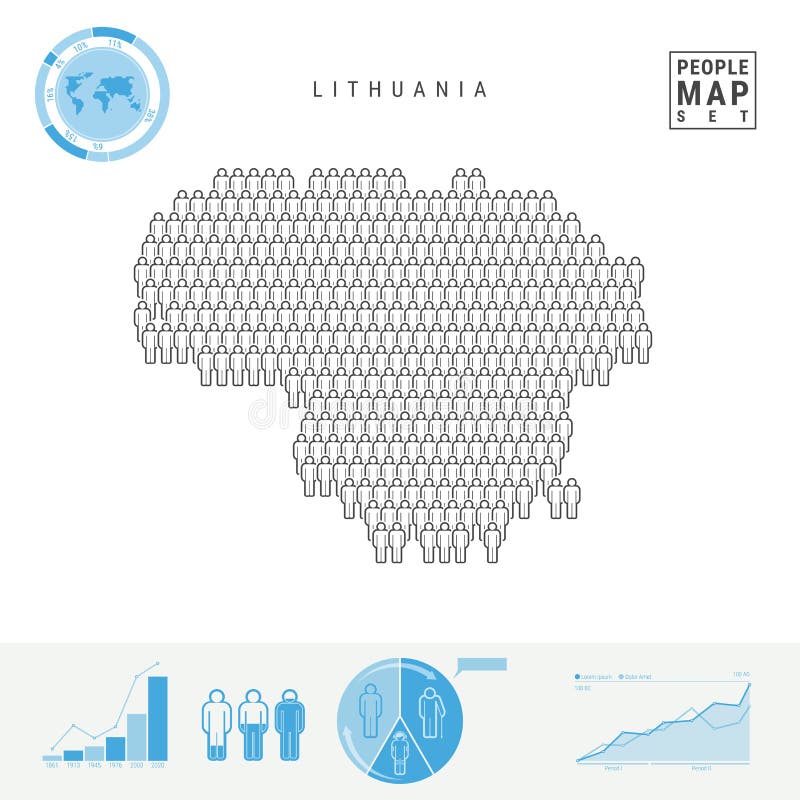 Lithuania People Icon Map. Stylized Vector Silhouette of Lithuania ...