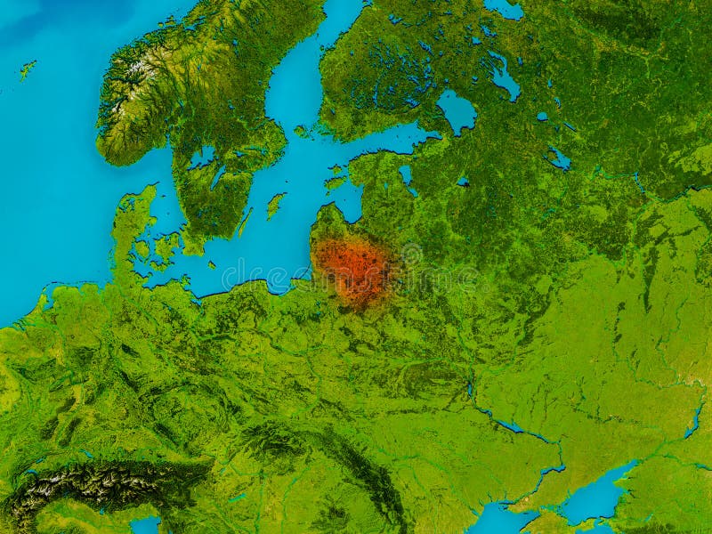 Lithuania on physical map stock illustration. Illustration of render ...