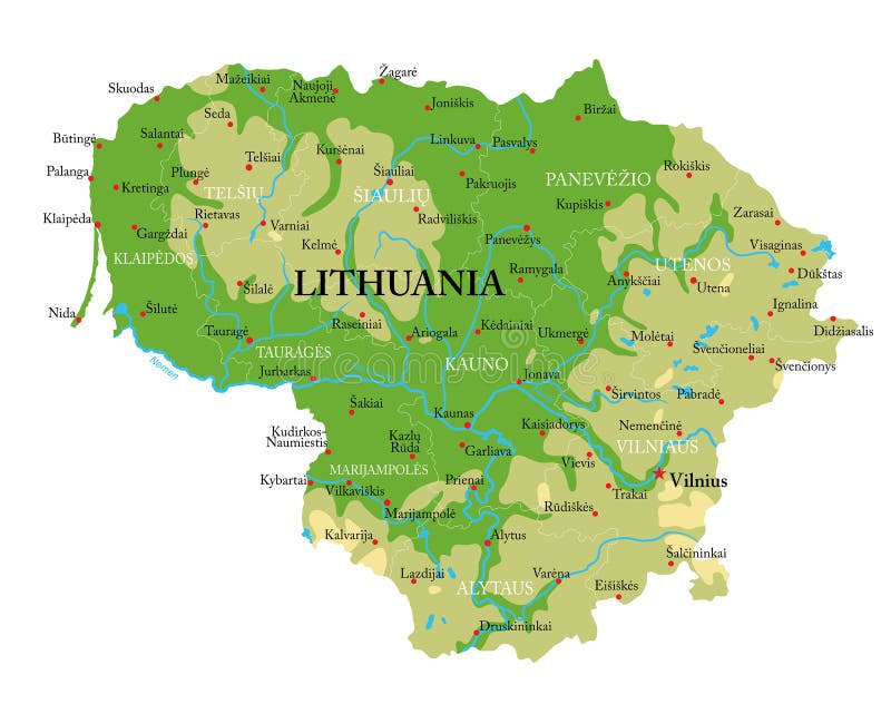 Map of Lithuania stock vector. Illustration of geography - 2237732