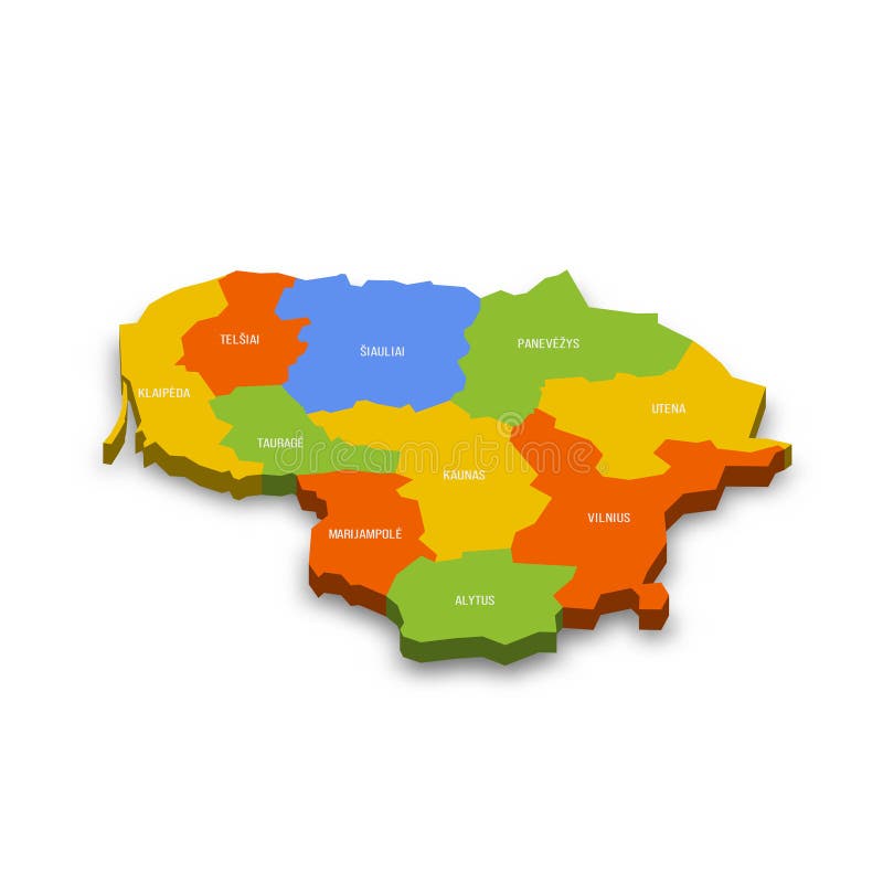 Lithuania Political Map of Administrative Divisions Stock Illustration ...