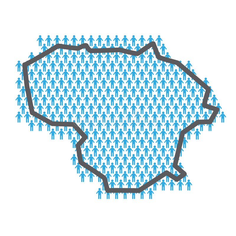 Lithuania Population Map. Country Outline Made from People Figures ...