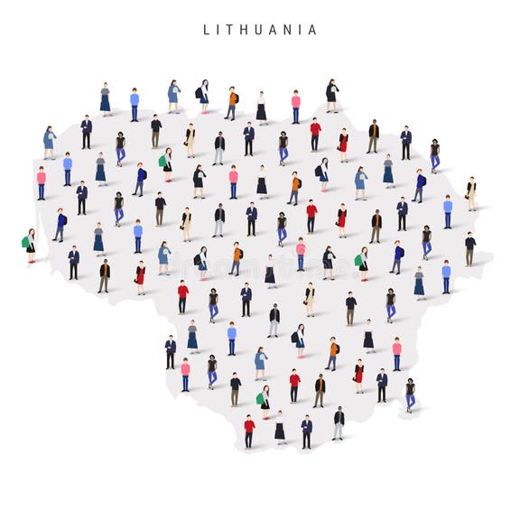 Lithuania Population Map. Large Group of People in a Shape of ...