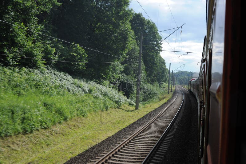 Lithuania Railway Network and Track. Going on Fast Train. Stock Image ...