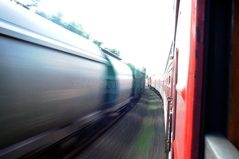 Lithuania Railway Network and Track. Going on Fast Train. Leaving ...